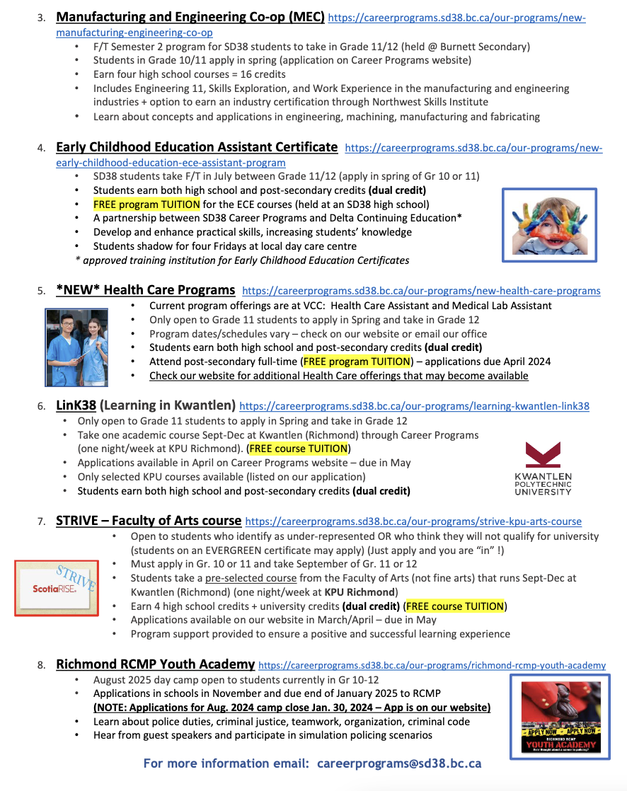 SD38 Career Programs | École Secondaire R.A. McMath Secondary School
